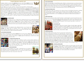 Festivals and Special Holidays Around The World - Reading Comprehension ...
