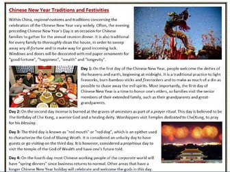 Festivals and Special Holidays Around The World - Reading Comprehension ...