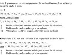 Back to back stem and leaf diagram | Teaching Resources