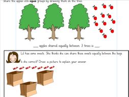 Sharing objects into equal groups Differentiated Worksheets Year1 ...