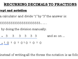 Recurring Decimals to Fractions GCSE (9-1) | Teaching Resources