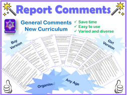 General Report Comments | Teaching Resources