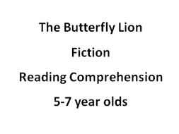 The Butterfly Lion Reading Comprehension | Teaching Resources