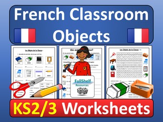 French Classroom Objects and School Worksheets BUNDLE | Teaching Resources