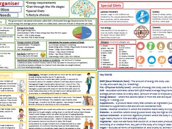 Knowledge Organiser/revision for Food & Nutrition. Used as mini text ...