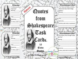 Quotes from Shakespeare Task Cards | Teaching Resources