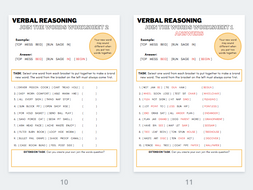 Verbal Reasoning 11+ Exam Preparation Worksheets | Teaching Resources