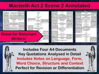 MACBETH ACT 2 FULLY ANNOTATED | Teaching Resources