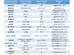 Arabic-English Medical Terminology Dictionary | Teaching Resources