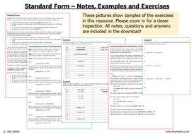 Standard Form - Notes, Examples and Exercises | Teaching Resources