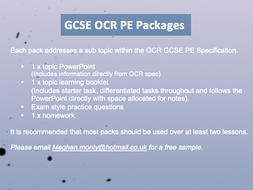 OCR GCSE PE 9-1 2016 Unit 4.2 (Goal Setting) SMART goal setting ...