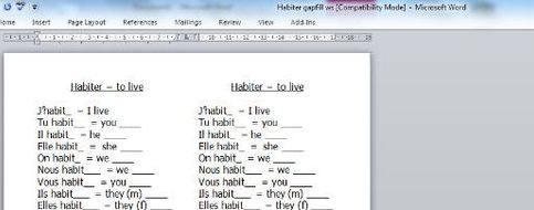 French habiter present tense | Teaching Resources