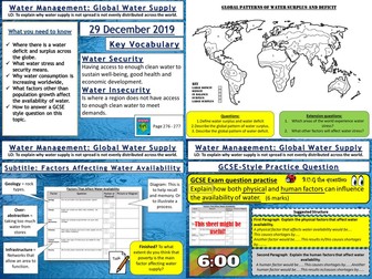 AQA GCSE Geography: Water Management Bundle | Teaching Resources