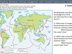 Plate Tectonics- Natural Hazards- A Level Geography | Teaching Resources