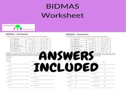 Bidmas-Worksheet | Teaching Resources