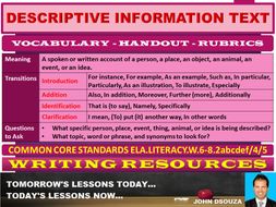 DESCRIPTIVE INFORMATION TEXT HANDOUTS | Teaching Resources