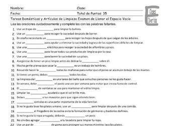 Household Chores and Cleaning Supplies Spanish 4 Worksheet-2 Game-1 ...