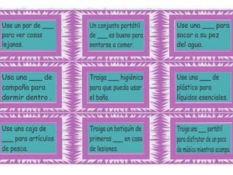 Camping Things and Activities Spanish 4 Worksheet-2 Game-1 Exam Bundle ...