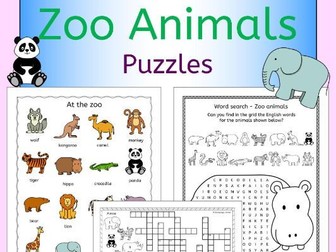 Zoo Animals Activities, Puzzles, Word Wall, Bingo Bundle for zoo topic ...