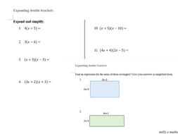 Expanding double brackets worksheet with answers | Teaching Resources