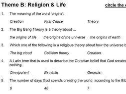 Religion & Life (Theme B: AQA GCSE Religious Studies) - multiple choice ...