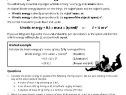 GCSE physics / combined science: calculating kinetic energy | Teaching ...
