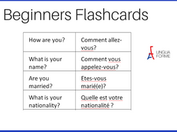 French Beginners Flashcards Adults/GCSE | Teaching Resources