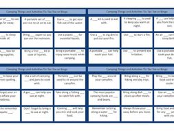 Camping Things and Activities Legal Size Text Tic-Tac-Toe-Bingo Game ...