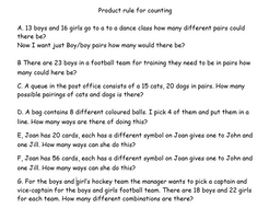 Product rule for counting New GCSE + worksheet | Teaching Resources