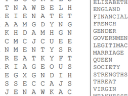 GCSE Word search on Early Elizabethan England 1.1 on 1 page | Teaching ...