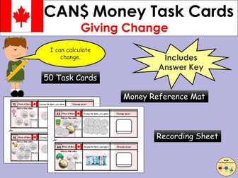 Canadian Money Bundle Worksheets Task Cards | Teaching Resources
