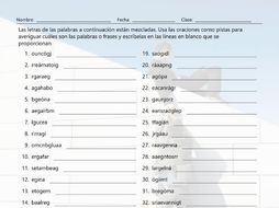 Verbs Ending in GAR Jumbled Words Spanish Worksheet | Teaching Resources