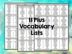 Eleven Plus Vocabulary Lists | Teaching Resources