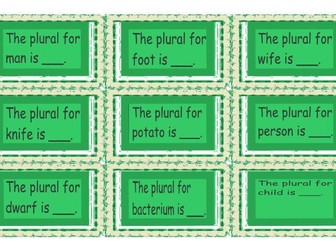 Irregular Plural Nouns 6 English Legal Text Game Bundle | Teaching ...