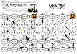 Halloween Maths - negative numbers maze | Teaching Resources