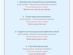 French Proverbs and Sayings: web page + worksheets | Teaching Resources