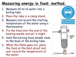 Energy in Food (Burning Food) Year 7 Double Lesson PowerPoint (KS3 7Ia ...