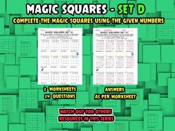 MAGIC SQUARES - SET D - COMPLETE THE 3x3 MAGIC SQUARES WITH THE GIVEN ...