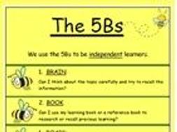 5Bs Independent Learning Poster - Brain Book Board Buddy Boss ...