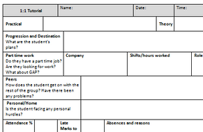 Individual 1:1 one to one tutorial form | Teaching Resources