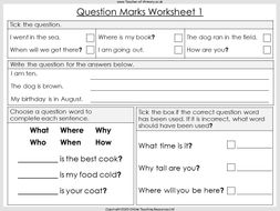 Question Marks - Year 1 | Teaching Resources