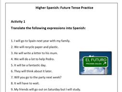 Spanish - Future Tense Worksheet - El Futuro | Teaching Resources