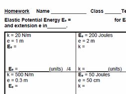AQA GCSE Physics Elastic Potential Energy Equation practice, homework ...