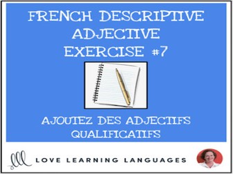 10 French descriptive adjectives exercises BUNDLE + Adjective resource ...