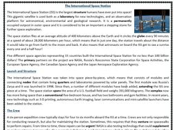 The International Space Station (ISS) - Reading Comprehension Text by ...