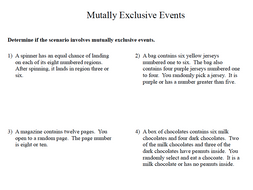 GCSE Maths Worksheet: Mutually Exclusive Events | Teaching Resources