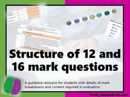 Structure 12 & 16 mark questions AQA Psychology | Teaching Resources