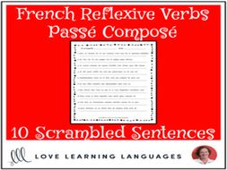 French passé composé reflexive verbs scrambled sentences exercise ...