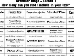 French Grammar Bingo | Teaching Resources