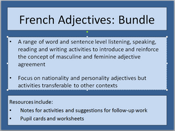 KS2 French Adjectives Bundle | Teaching Resources